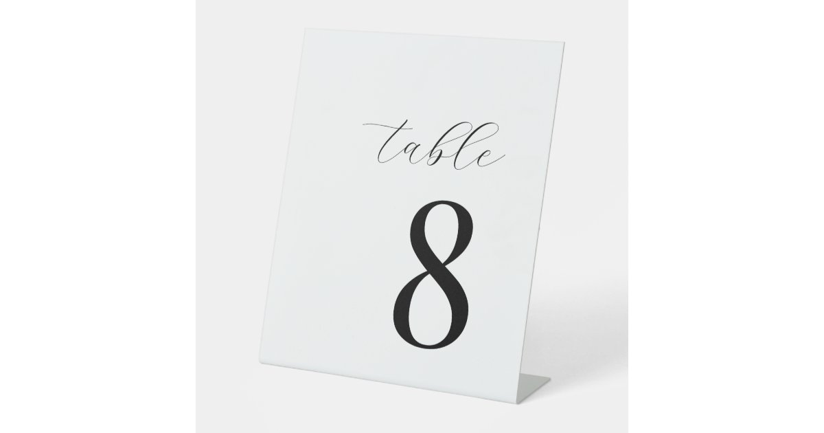 Minimalist Black and White Modern Table Number Pedestal Sign | Zazzle