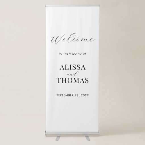 Minimalist Black and White Modern Wedding Retractable Banner | Zazzle
