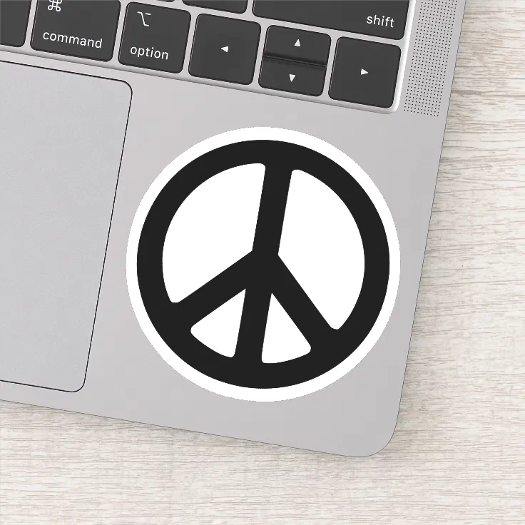 Minimalist Black and White Peace Symbol Circle Sticker | Zazzle