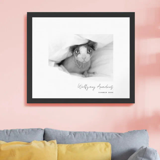Minimalist Black and White Photo Caption Poster | Zazzle