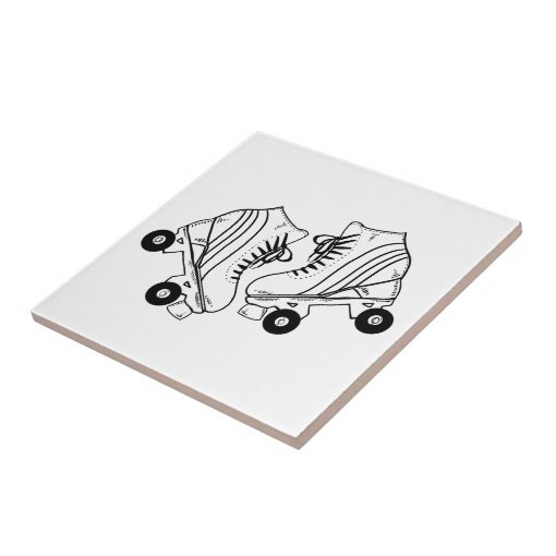 Minimalist Black And White Roller Skates Drawing Ceramic Tile | Zazzle