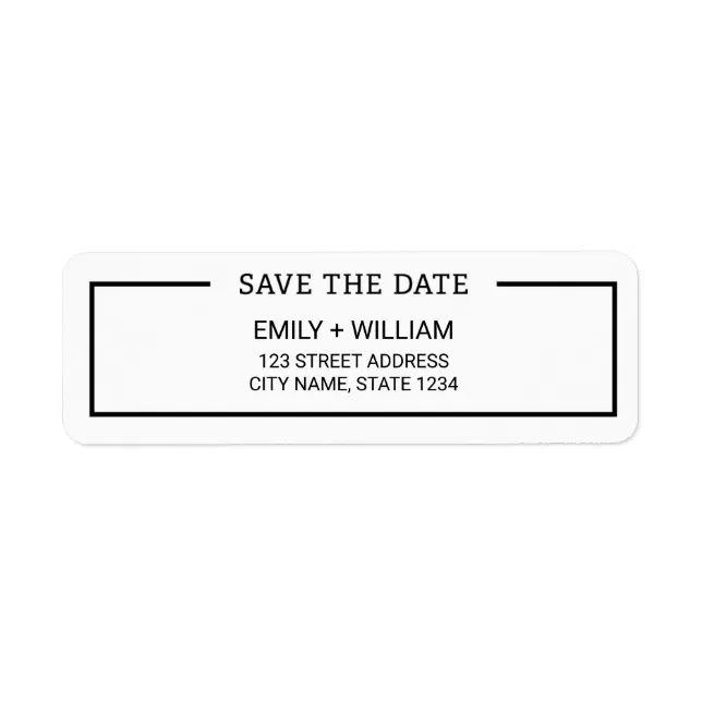 Minimalist Black and White Save the Date Address Label | Zazzle