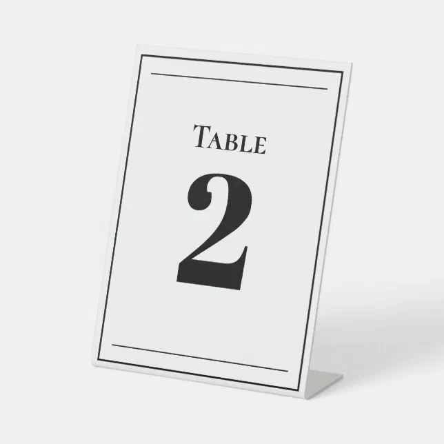 Minimalist Black and White Table Number Pedestal Sign | Zazzle