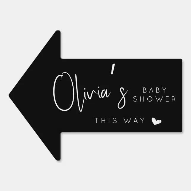 Minimalist black baby shower this way arrow sign | Zazzle