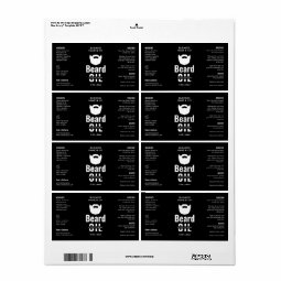 Minimalist Black Beard Oil Dropper Bottle Label | Zazzle