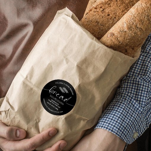 Minimalist Black Bread Labels Chic Baker Packaging | Zazzle