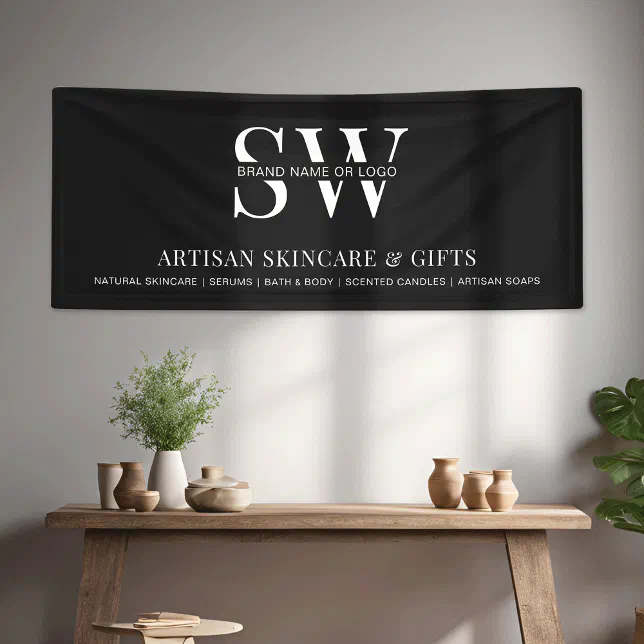 Minimalist Black Business Pop Up Shop Backdrop Banner | Zazzle