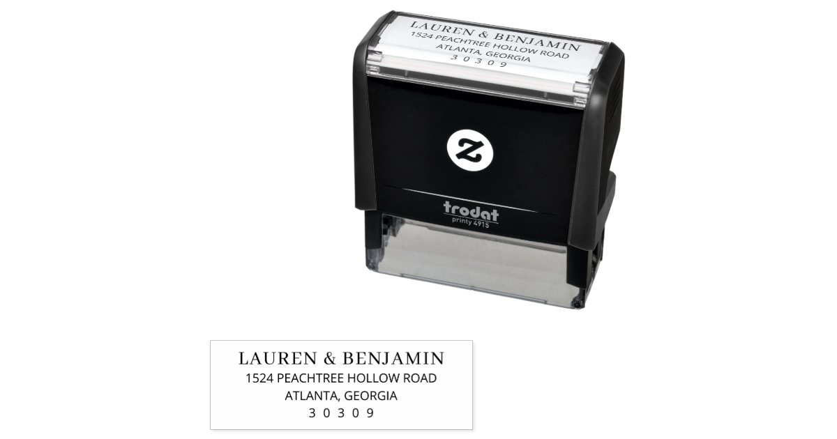 Minimalist Black Calligraphy Address Self-inking Stamp | Zazzle