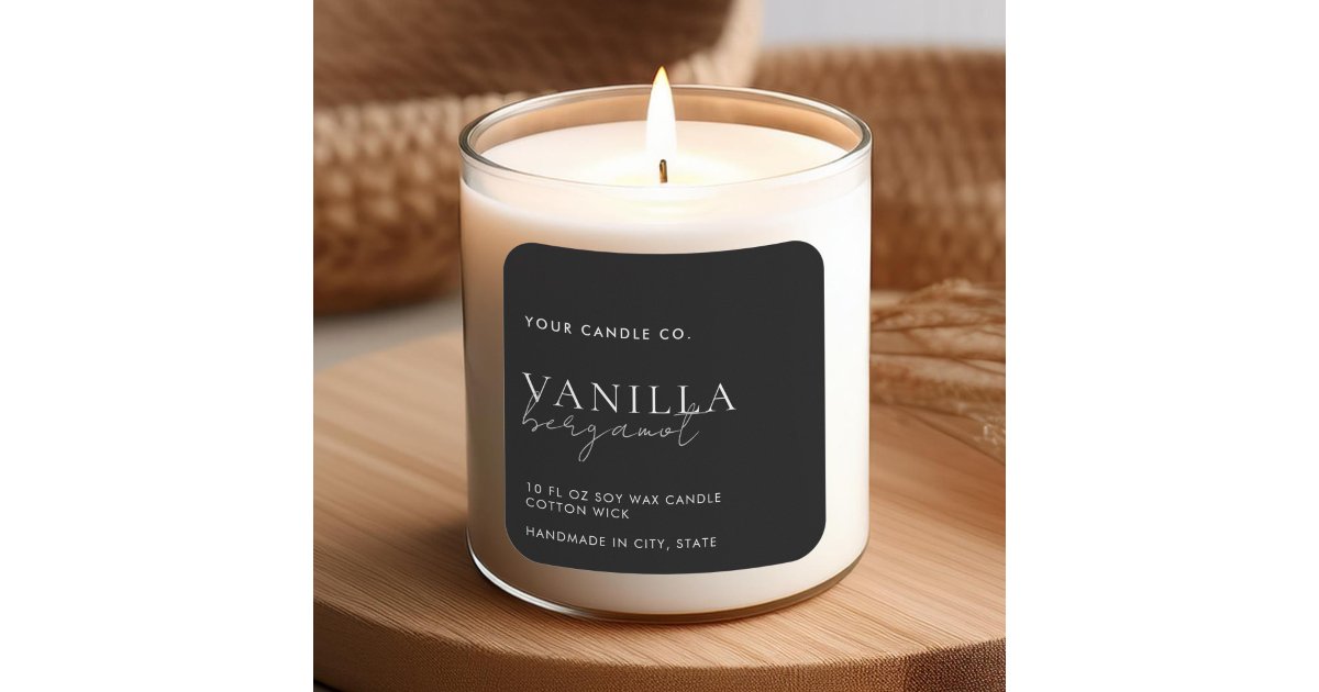 Minimalist Black Candle Label | Zazzle