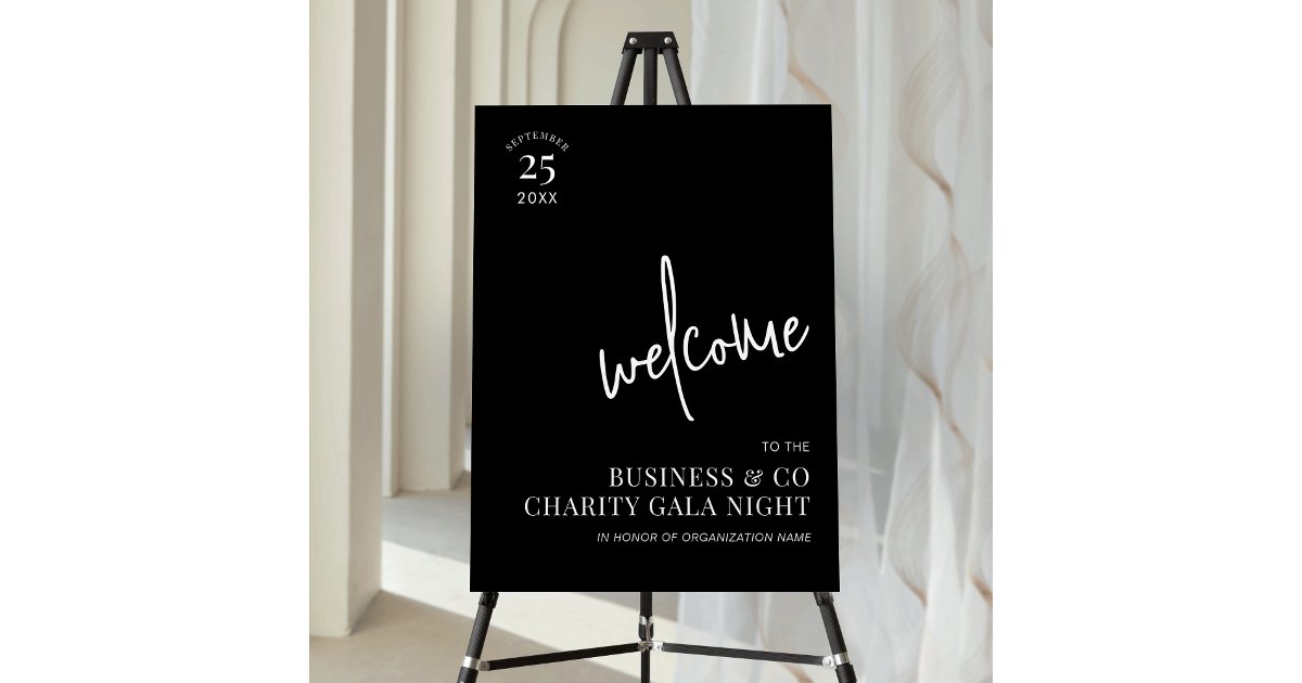 Minimalist Black Corporate Event Welcome Sign | Zazzle