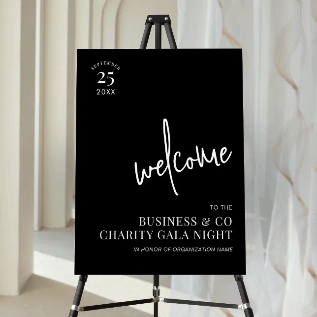 Minimalist Black Corporate Event Welcome Sign | Zazzle