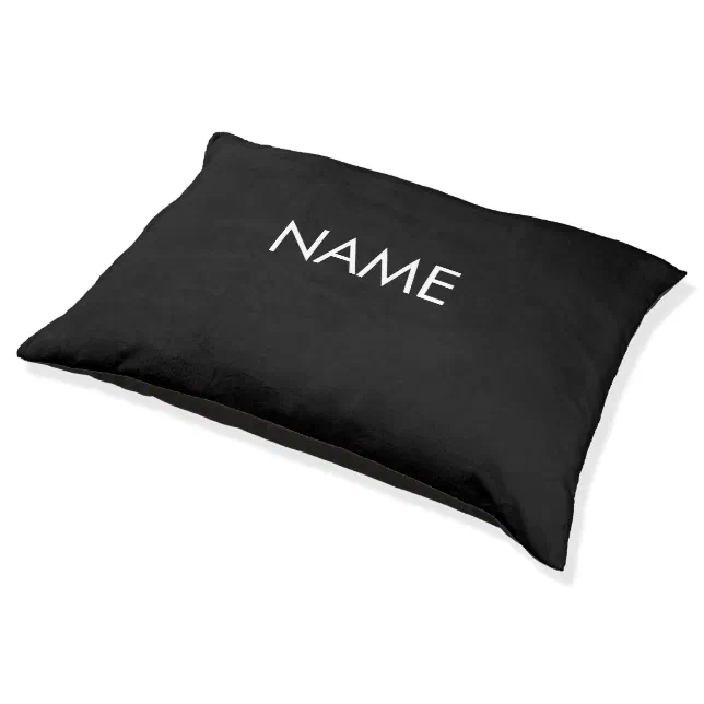 Minimalist black custom name monogram solid dog pet bed | Zazzle