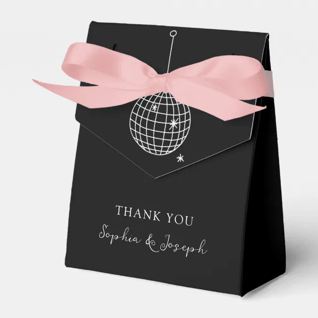 Minimalist Black Disco Ball Favor Boxes | Zazzle