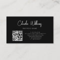 Minimalist Black Dripping Glitter QR Code Simple Business Card | Zazzle