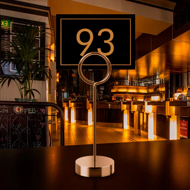 Minimalist Black Faux Gold Foil Text Restaurant Table Number | Zazzle