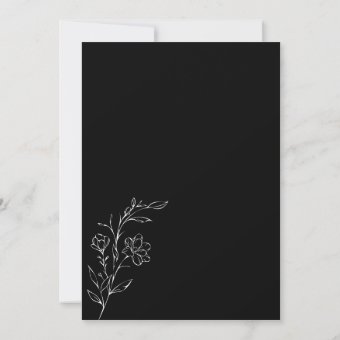 Minimalist Black Floral Line Art Wedding Invitation | Zazzle