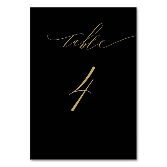 Minimalist Black Gold Elegant Script No 4 Wedding Table Number | Zazzle.com