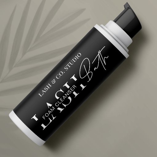 Minimalist Black Lash Foam Cleanser Wraparound Rectangular Sticker | Zazzle