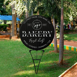 Minimalist Black Logo Bakery Market Stand Outdoor Sign | Zazzle