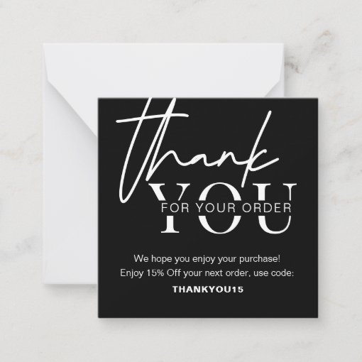 Minimalist Black Logo Business Thank You For Order Note Card | Zazzle