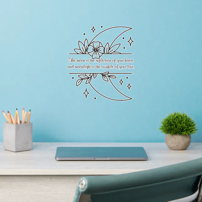 Minimalist Black Moon drawing Wall Decal | Zazzle