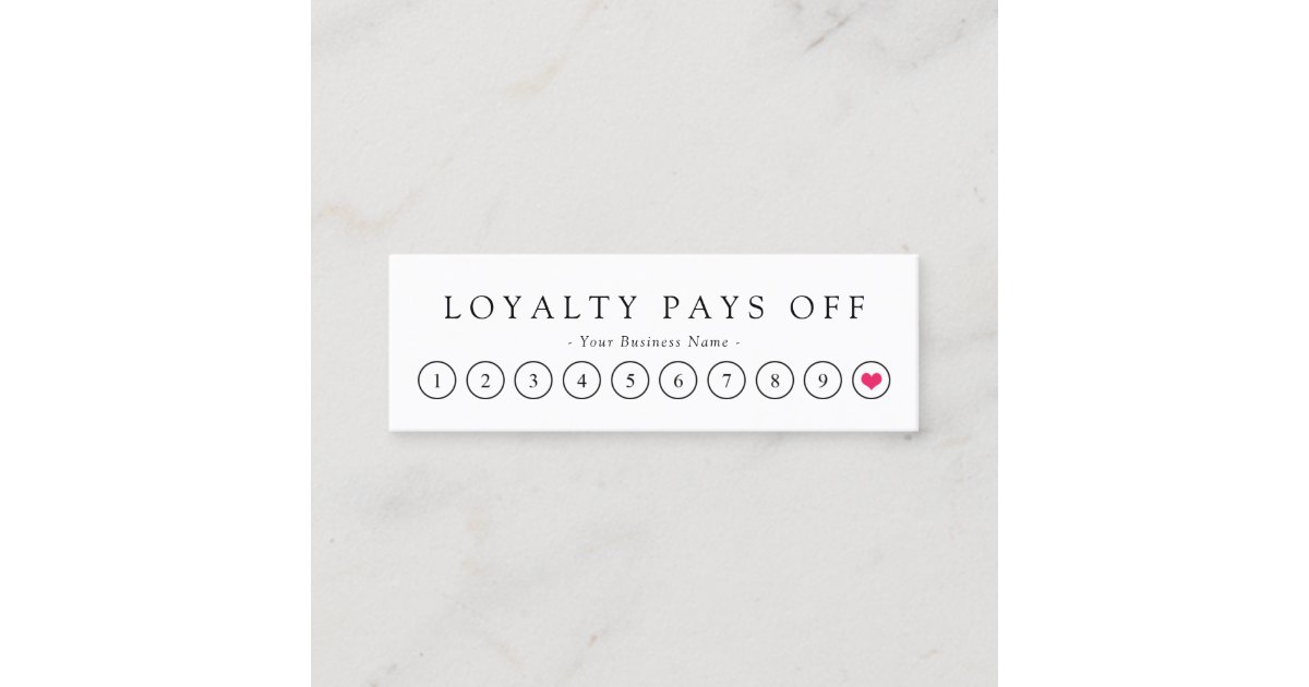 Minimalist Black Pink White Loyalty Punch Card | Zazzle