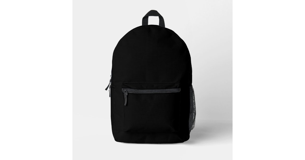 Minimalist black plain solid color simple modern printed backpack | Zazzle