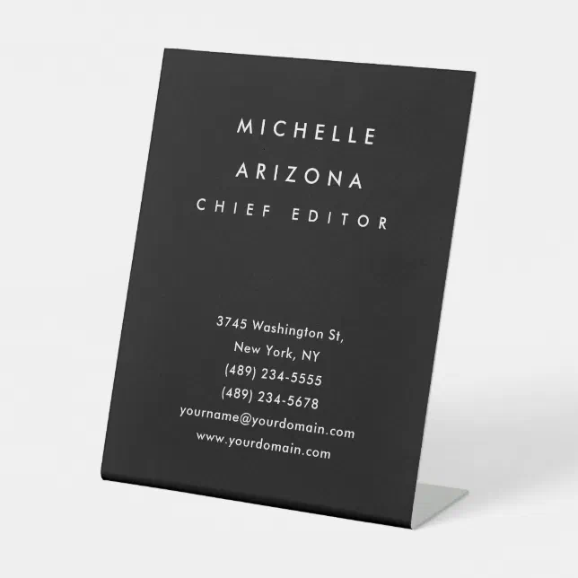 Minimalist Black Professional Modern Pedestal Sign | Zazzle