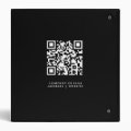 Minimalist Black QR Code Your Logo Here Business 3 Ring Binder | Zazzle