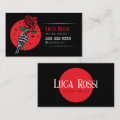 Minimalist Black, Red Rose Tattoo Artist Shop Business Card | Zazzle