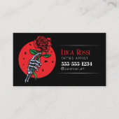 Minimalist Black, Red Rose Tattoo Artist Shop Business Card | Zazzle