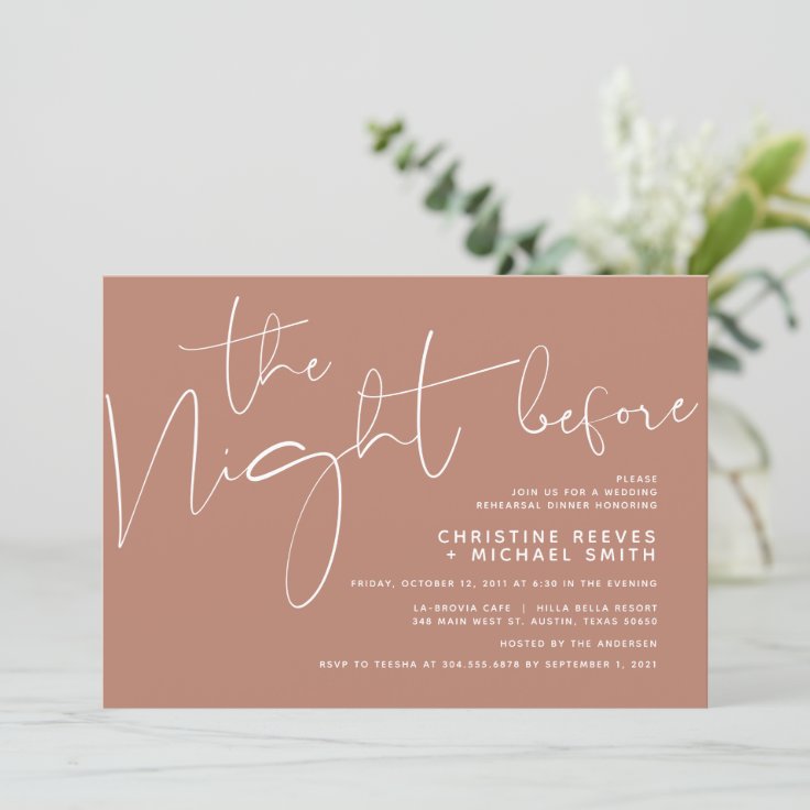 Minimalist Black Script Wedding Rehearsal Dinner Invitation | Zazzle