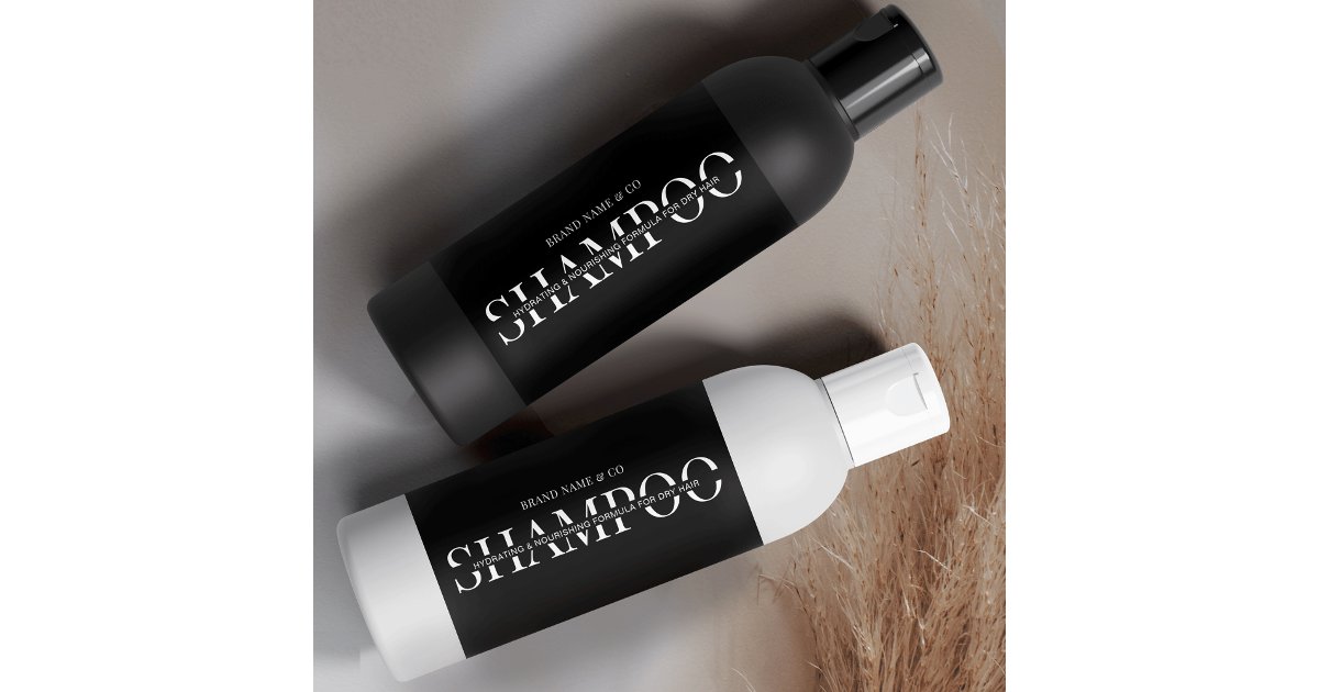 Minimalist Black Shampoo Shower Gel Product Label | Zazzle