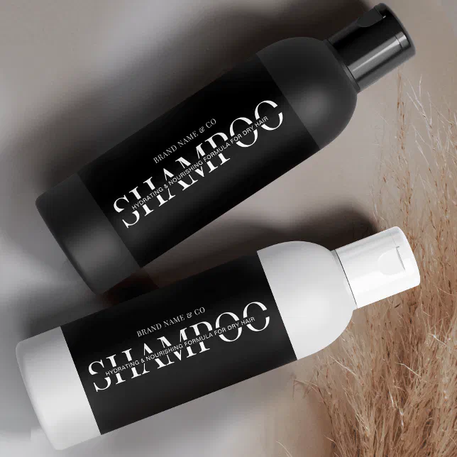 Minimalist Black Shampoo Shower Gel Product Label | Zazzle