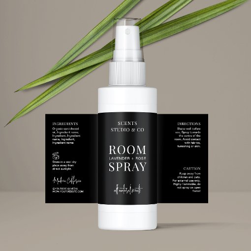 Minimalist Black Simple Room Spray Bottle Product Label | Zazzle