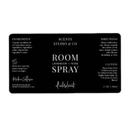Minimalist Black Simple Room Spray Bottle Product Label | Zazzle