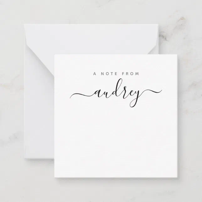 minimalist black stylish typography signature note card | Zazzle