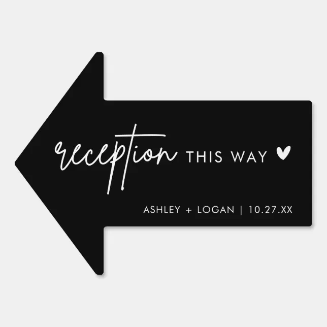 Minimalist Black Wedding Reception This Way Arrow Sign | Zazzle