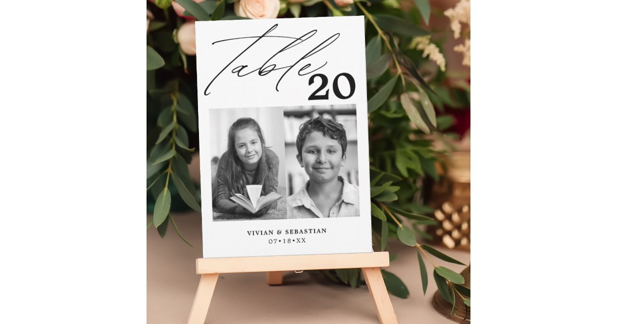 Minimalist Black Wedding Table Number Two Pictures | Zazzle