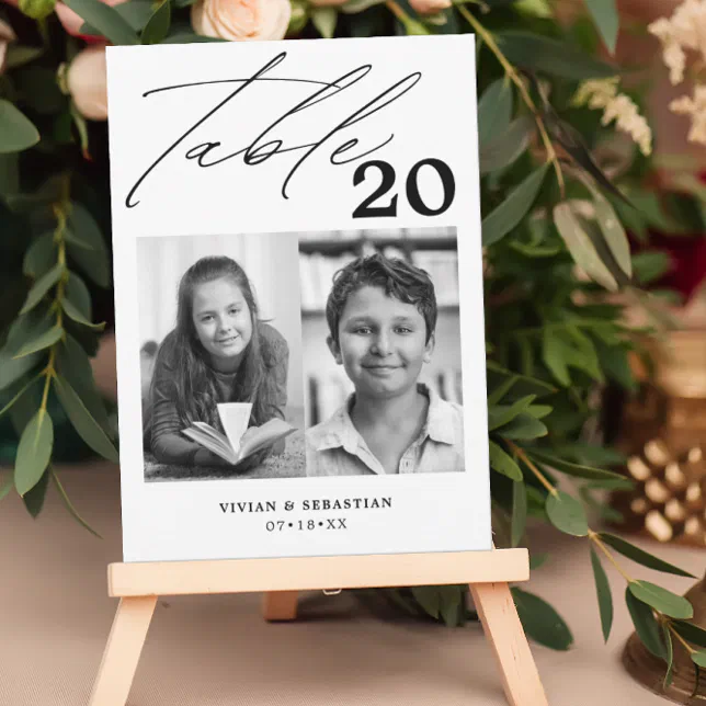 Minimalist Black Wedding Table Number Two Pictures | Zazzle