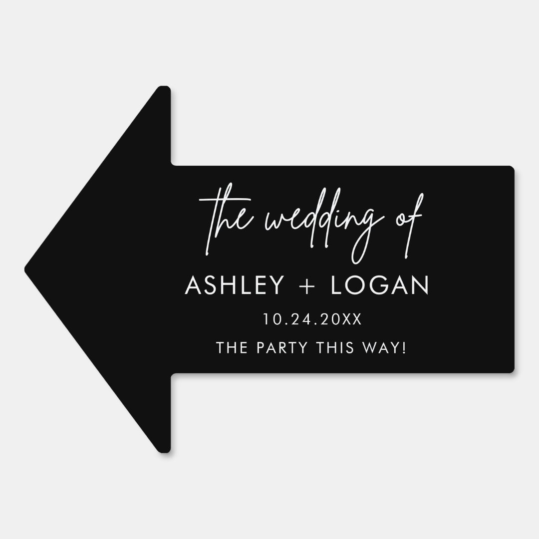 Minimalist Black Wedding This Way Arrow Sign | Zazzle