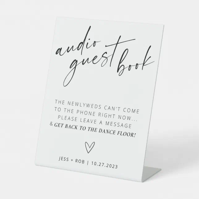 Minimalist Black & White Audio Guest Book Sign | Zazzle