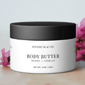 Minimalist Black & White Body Butter Product Label | Zazzle