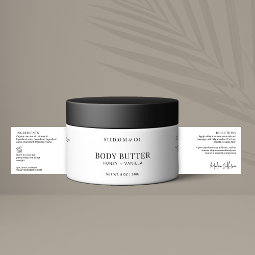 Minimalist Black & White Body Butter Product Label | Zazzle