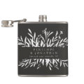 Minimalist Black White Botanical Custom Wedding Flask | Zazzle