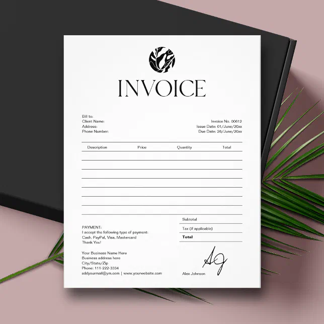 Minimalist Black & White Business Invoice Flyer | Zazzle