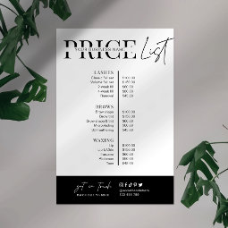 Minimalist Black & White Business Price List Poster | Zazzle