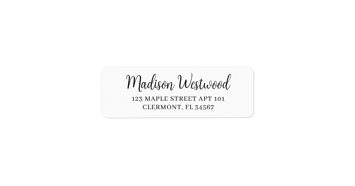 Minimalist Black White Calligraphy Return Address Label | Zazzle
