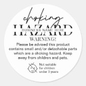 Minimalist Black & White Choking Hazard Warning Classic Round Sticker ...