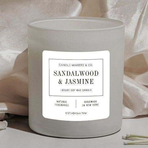 Minimalist Black & White Elegant Candle Label | Zazzle